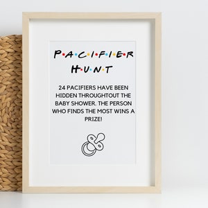 Friends Themed Pacifier Hunt Game , Friends Themed Baby Shower Set ...