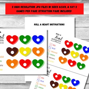 Roll a Heart Printable, Valentines Day Digital Download, Kids Activity ...