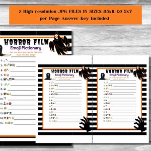Halloween Horror Movie Emoji Pictionary, Costume Party, Emoji Game, Fun ...