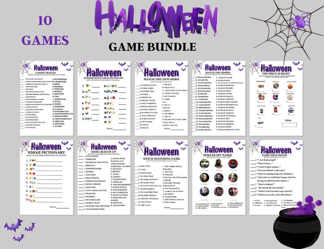 Halloween Printable Game Bundle, Halloween Party Games, Instant ...
