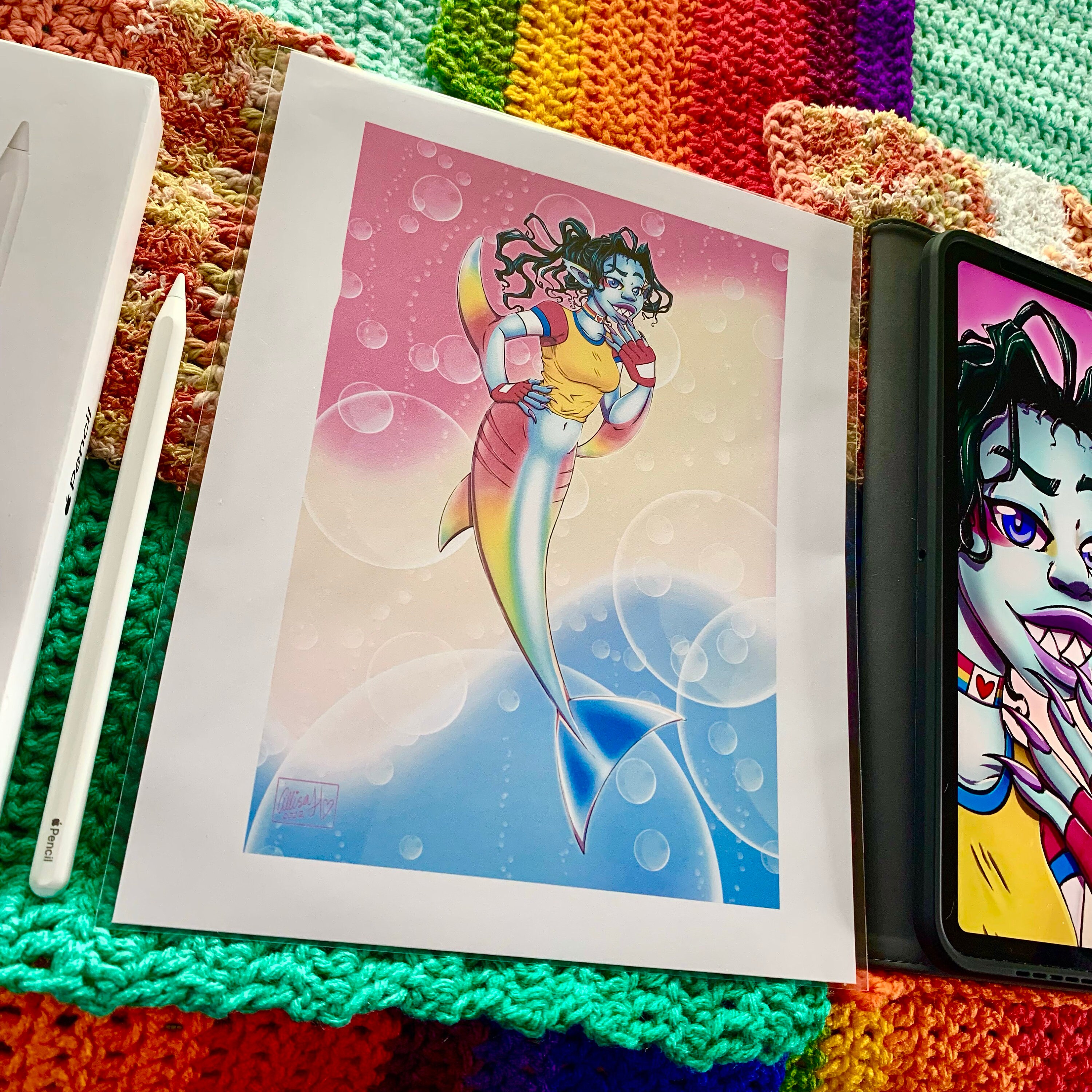 Monnashark 8x10 Print LGBTQ Art Panasexual Art Mermaid Art Comic Art ...