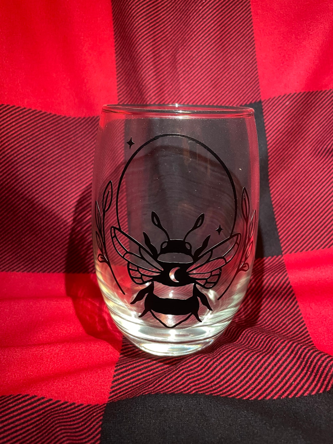 Bumblebee Stemless Wine Glass - Etsy