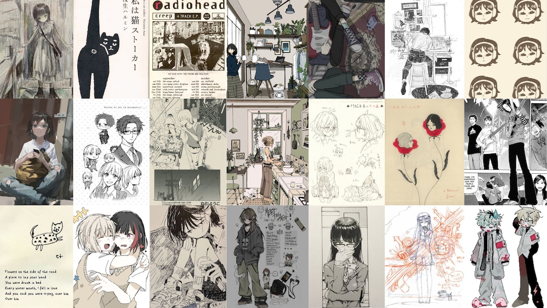 50 Pcs-aesthetic Anime/manga Collage Kitdigital DOWNLOAD pinterest ...