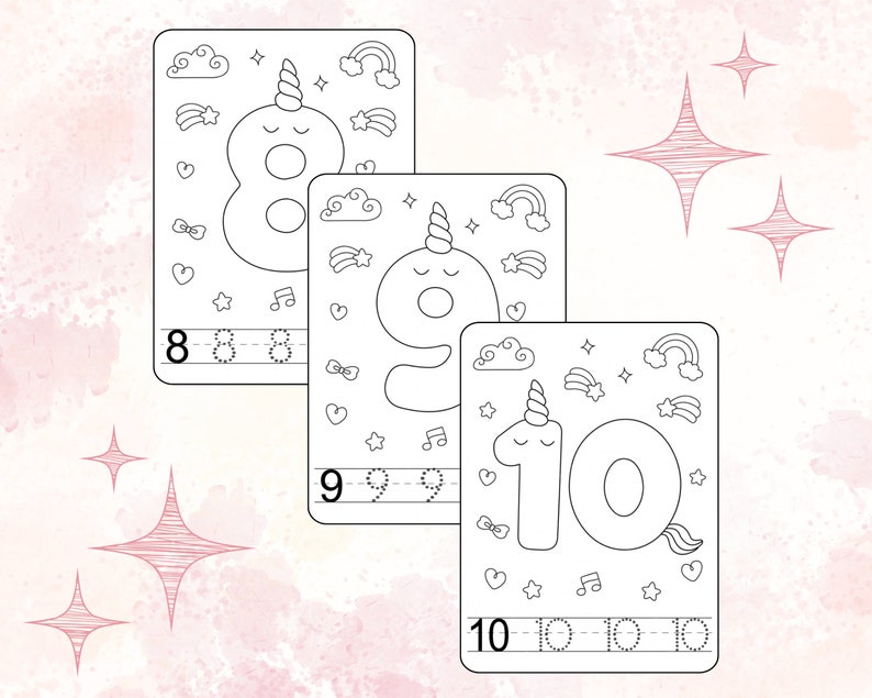 Unicorn Number Coloring Pages (1 to 10) Print at Home, Number ...