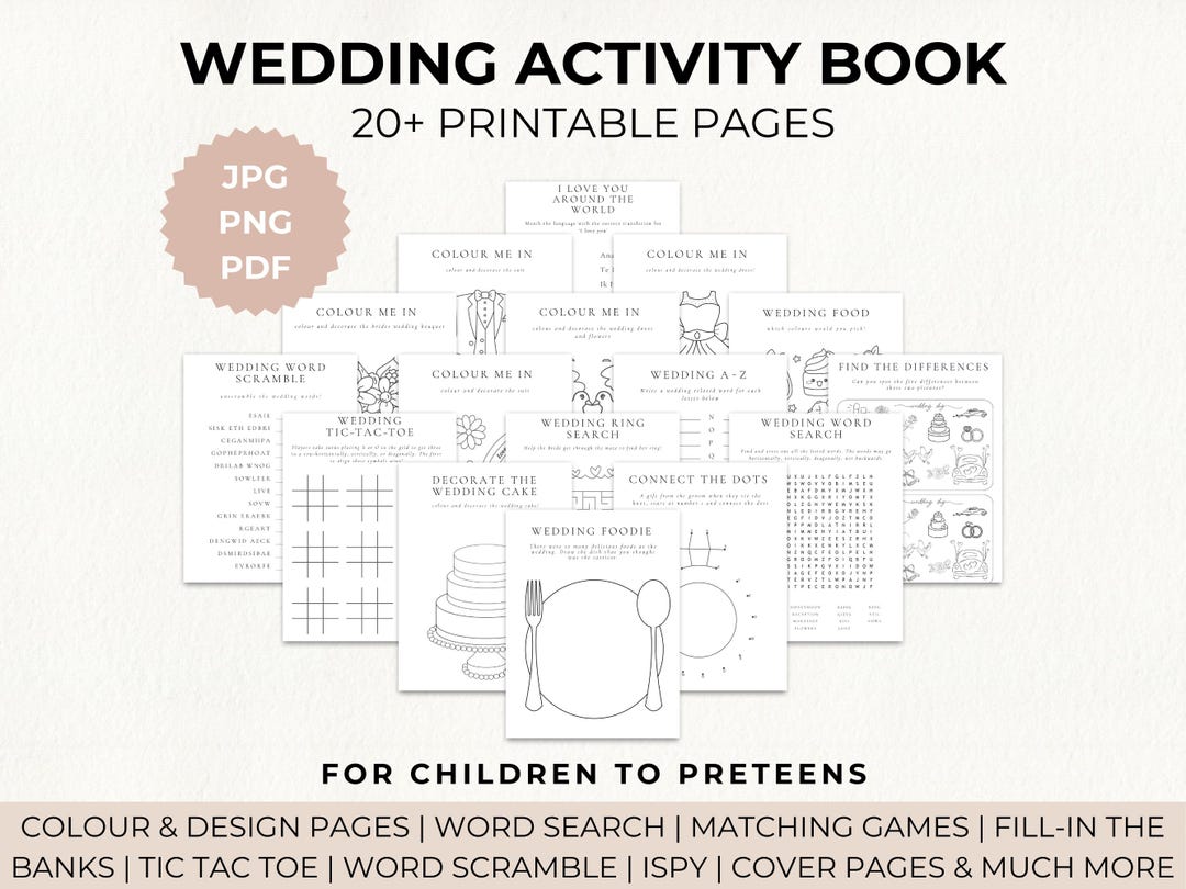 Wedding Activities for Kids, Wedding Colouring Book, Wedding Table ...