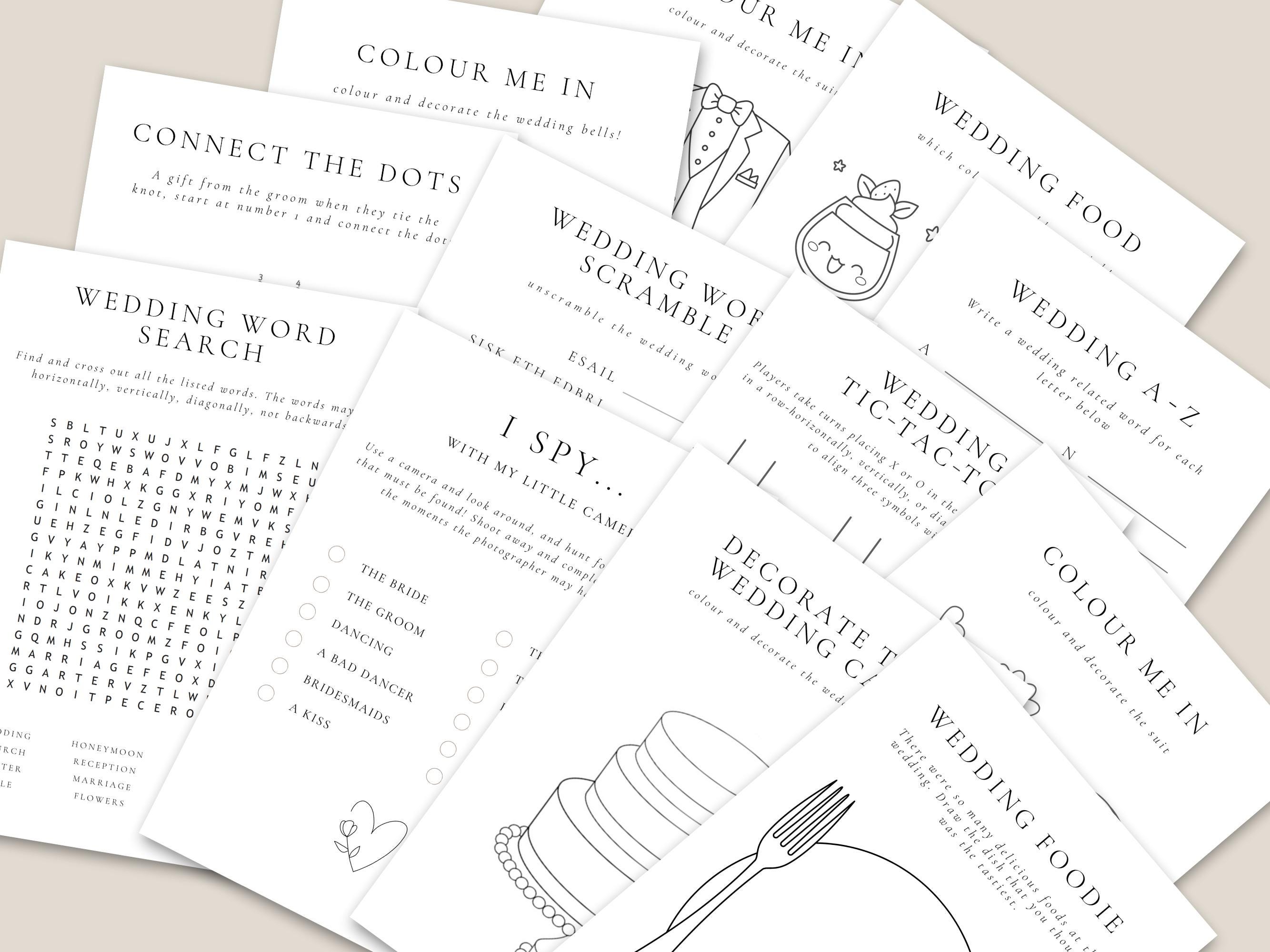 Wedding Activities for Kids, Wedding Colouring Book, Wedding Table ...