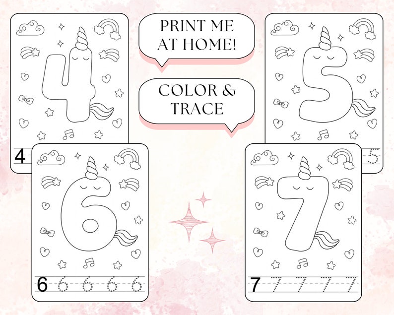 Unicorn Number Coloring Pages (1 to 10) Print at Home, Number ...