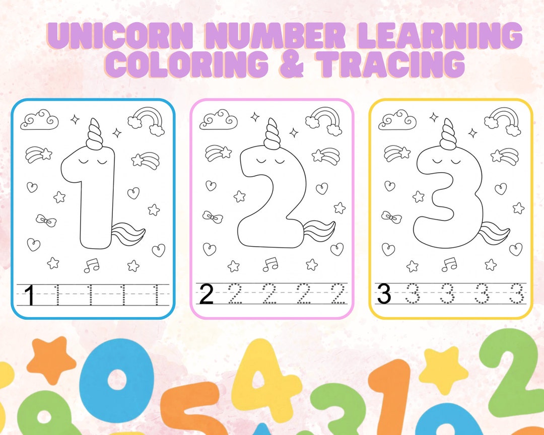 Unicorn Number Coloring Pages (1 to 10) Print at Home, Number ...