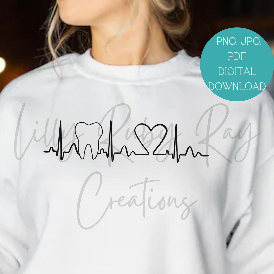 Tooth Heartline, Tooth Clover, Dental, Dentist, Dental Gifts, Instant ...