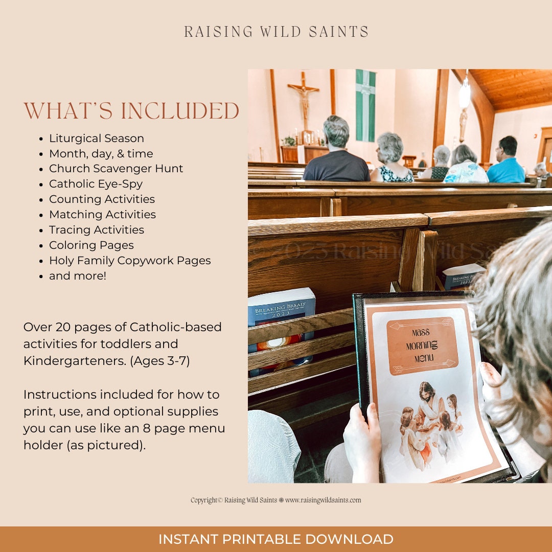 Catholic Mass Morning Menu | Printables Toddler Busy Book Activity ...