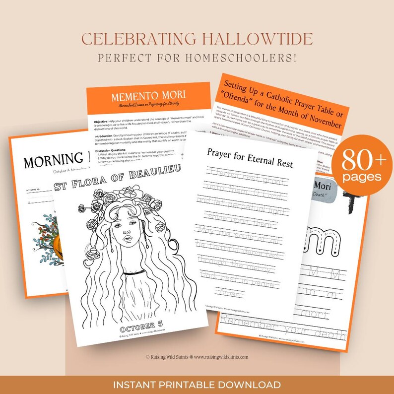 HALLOWTIDE Printables Activity Bundle for Catholic Kids, All Saints Day ...