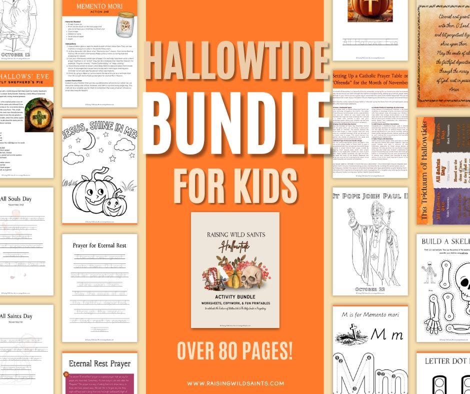 HALLOWTIDE Printables Activity Bundle for Catholic Kids, All Saints Day ...
