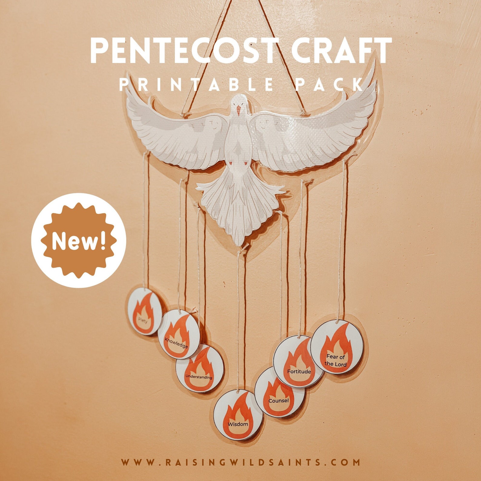 Pentecost Printable Craft & Activity DOWNLOAD, Flame + Dove Wall ...
