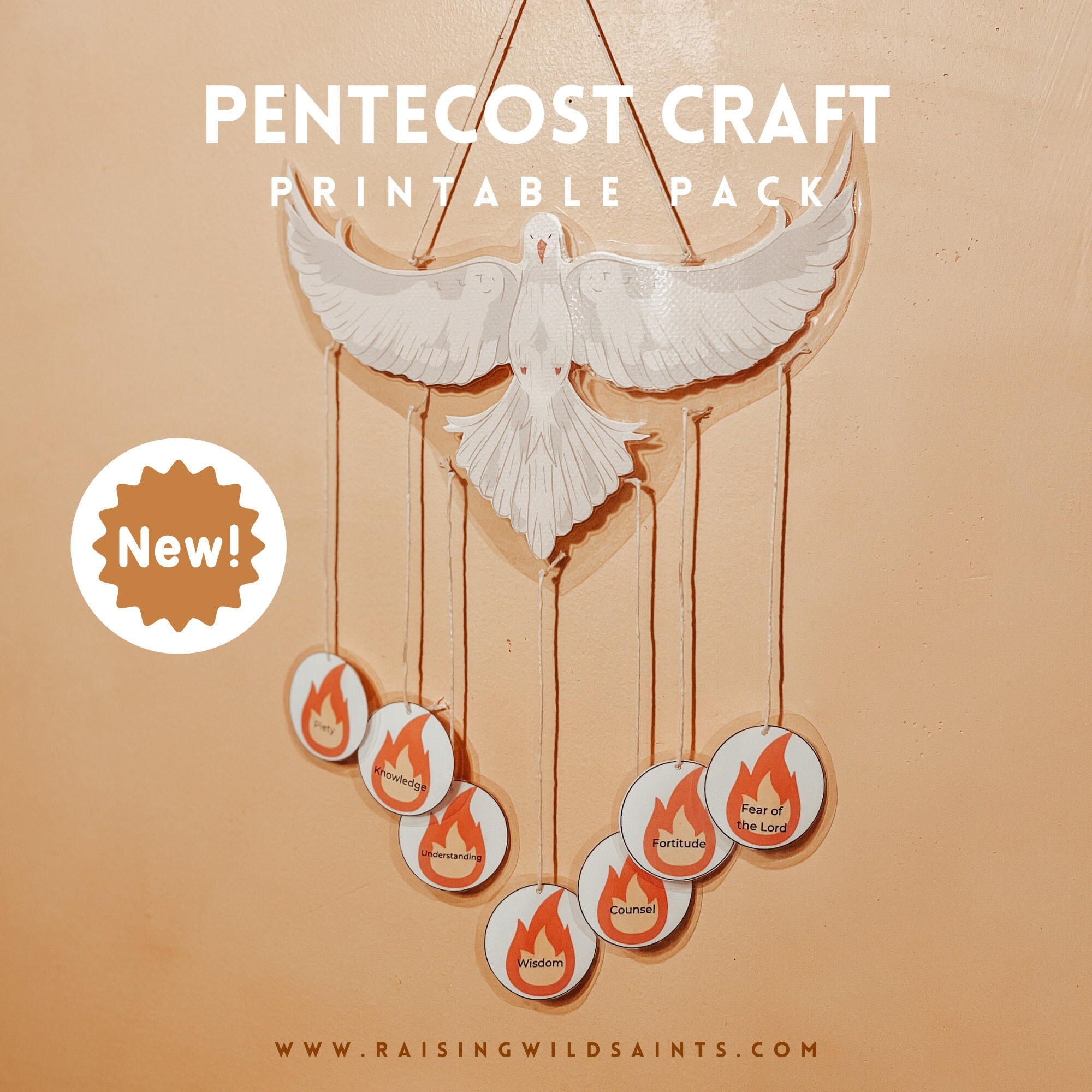 Pentecost Printable Craft & Activity DOWNLOAD, Flame + Dove Wall ...
