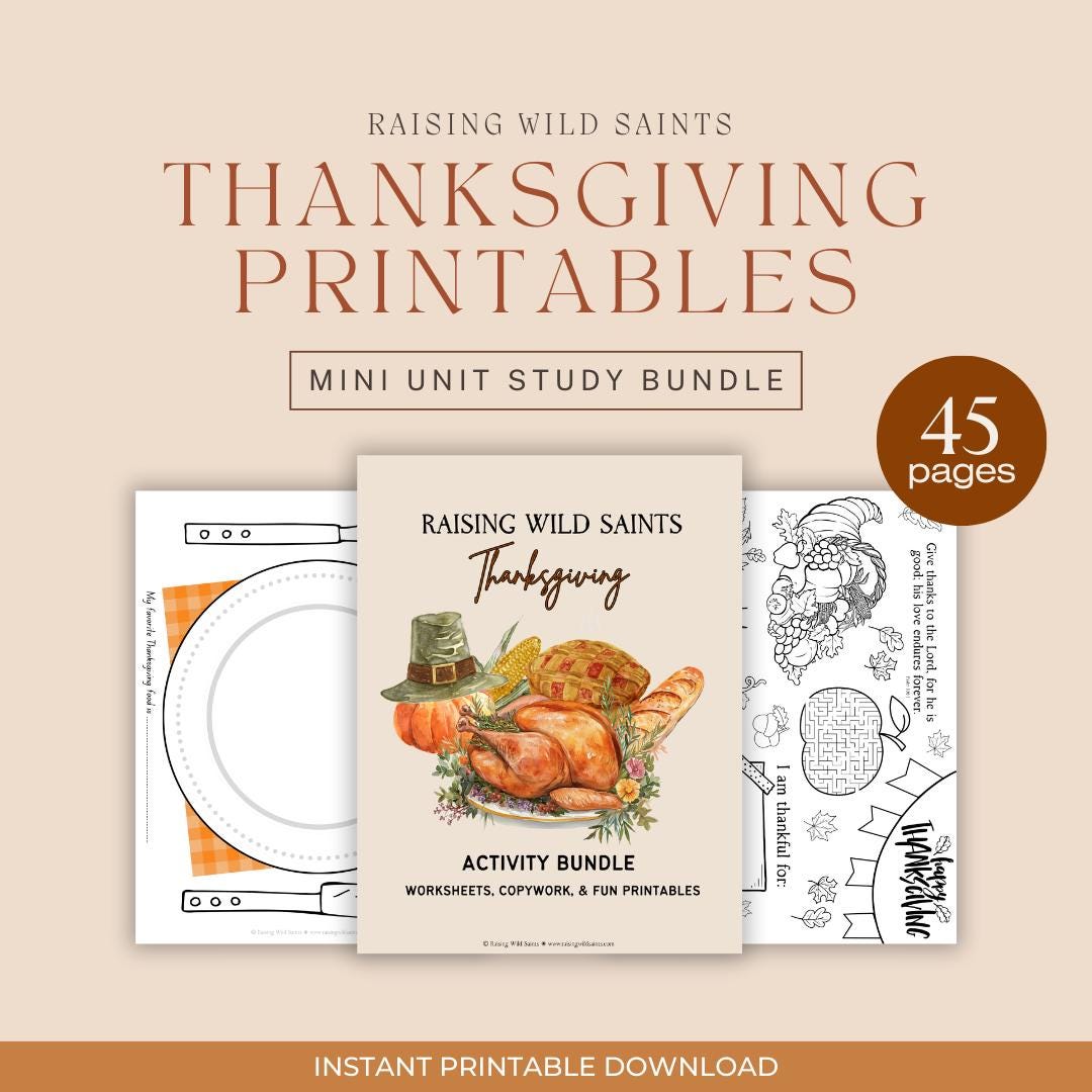 THANSKGIVING Printables Activity Bundle for Kids | Catholic Printables ...