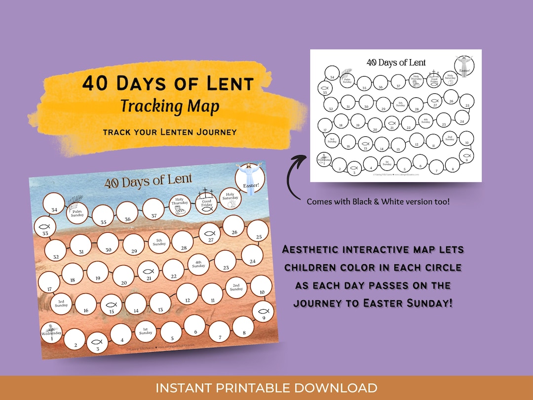 40 Days of Lent Countdown Map Journey to the Cross Ash Wednesday ...