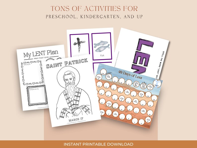 Catholic LENT Activity Bundle Printables Worksheets for Kids Liturgical ...