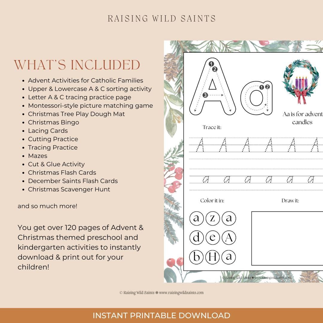 ADVENT Printables Activity Bundle for Kids, Catholic Christmas ...