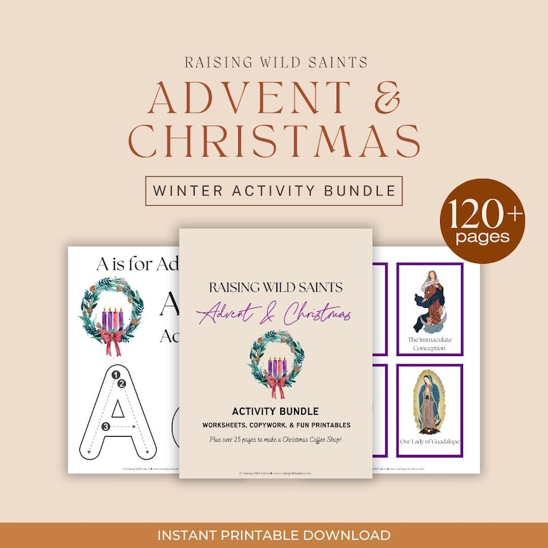 ADVENT Printables Activity Bundle for Kids, Catholic Christmas ...