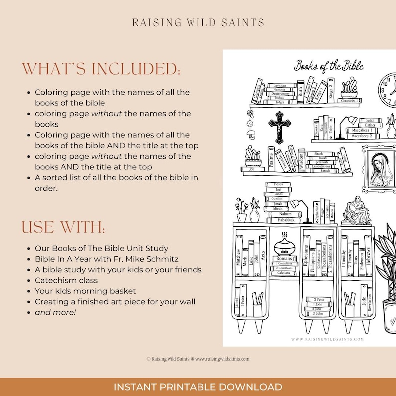 Catholic Bible Bookshelf Coloring Page | Reading Tracker Bible Study ...