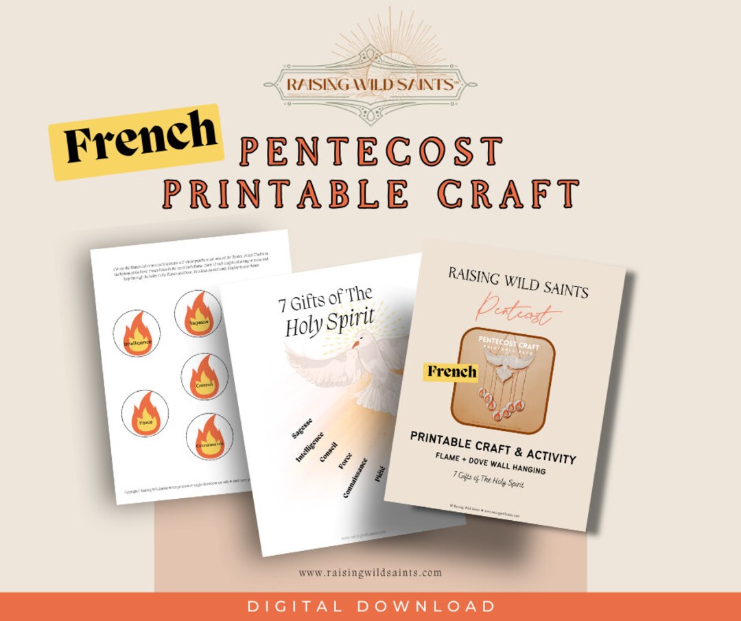 Pentecost Printable Craft & Activity [in FRENCH] DOWNLOAD, Flame + Dove ...