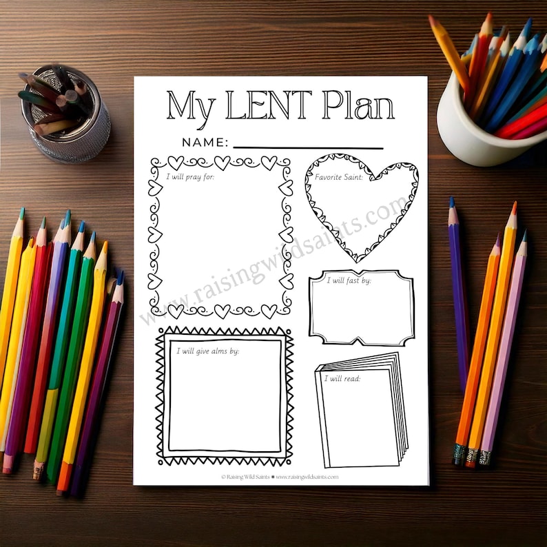 Kids LENT Plan 2025 PRINTABLE Worksheet Activity Lenten Coloring Sheet ...