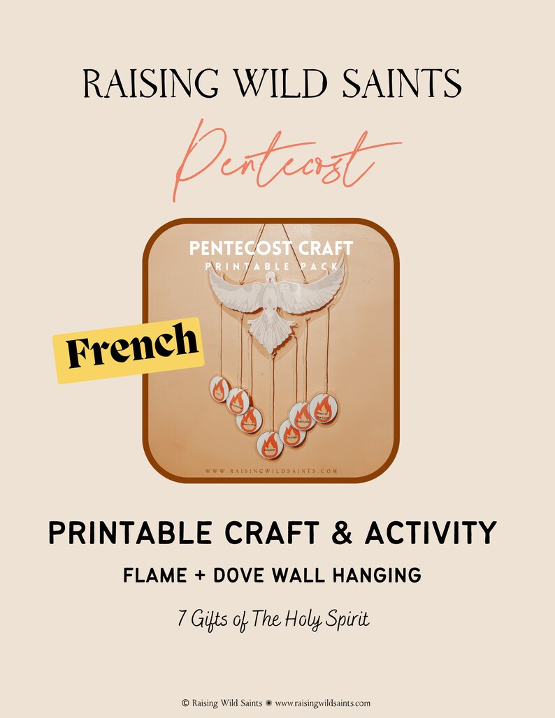 Pentecost Printable Craft & Activity [in FRENCH] DOWNLOAD, Flame + Dove ...