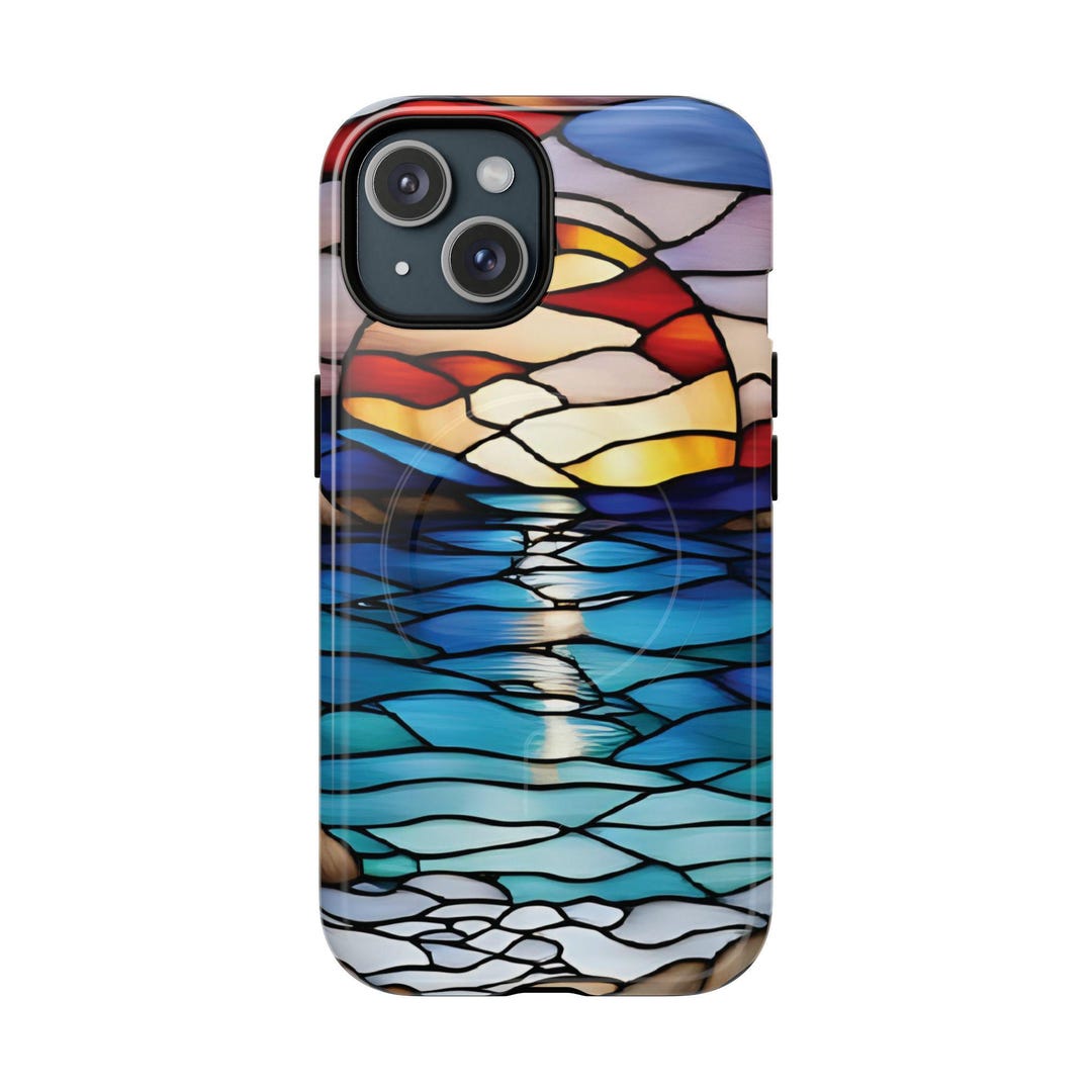 Stained Glass Ocean Sunset Phone Case | Magnetic Tough Case | Colorful ...