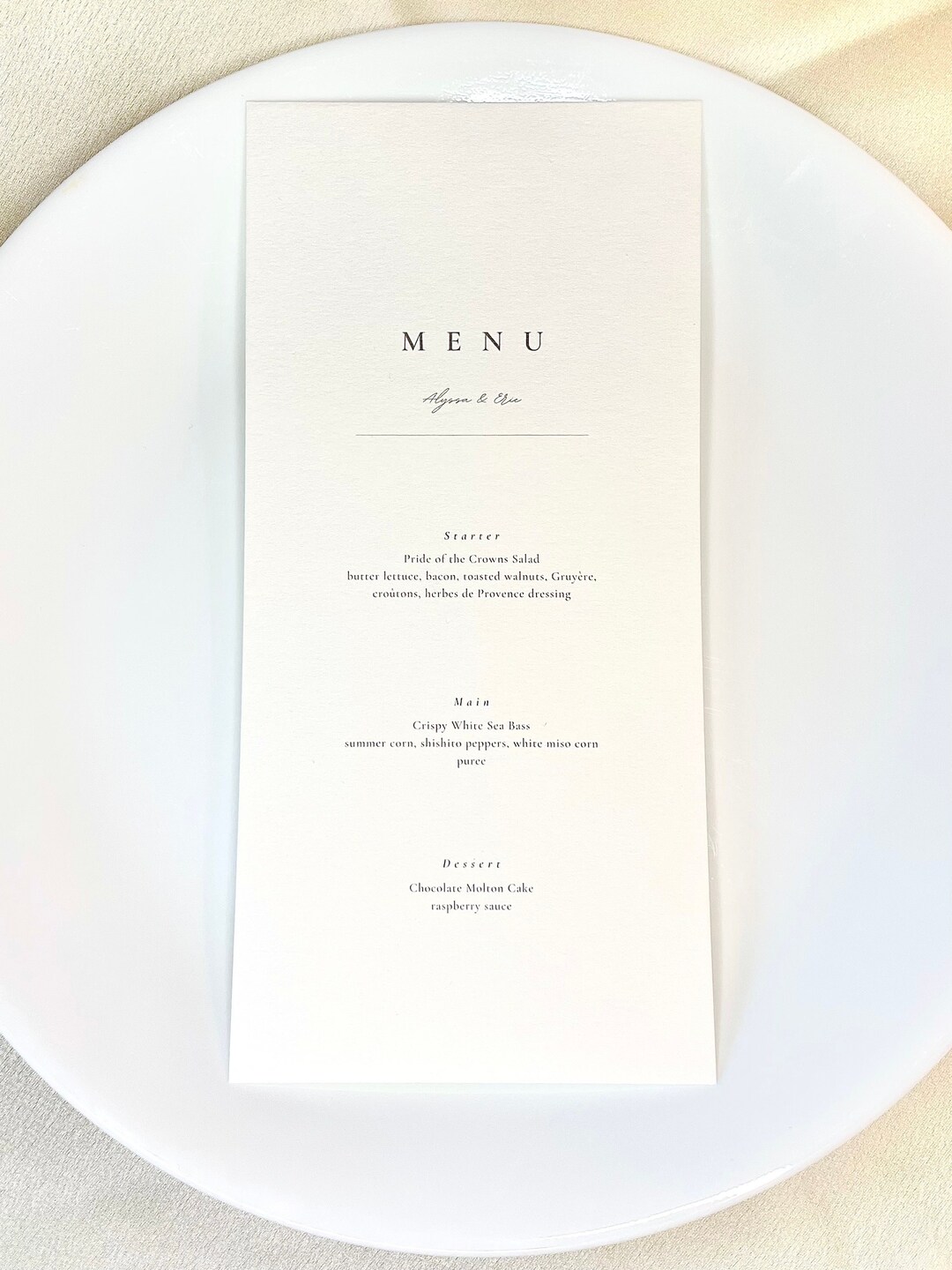 Custom Made Printed Table Menu Card, Cotton Paper Wedding Menu Card and ...