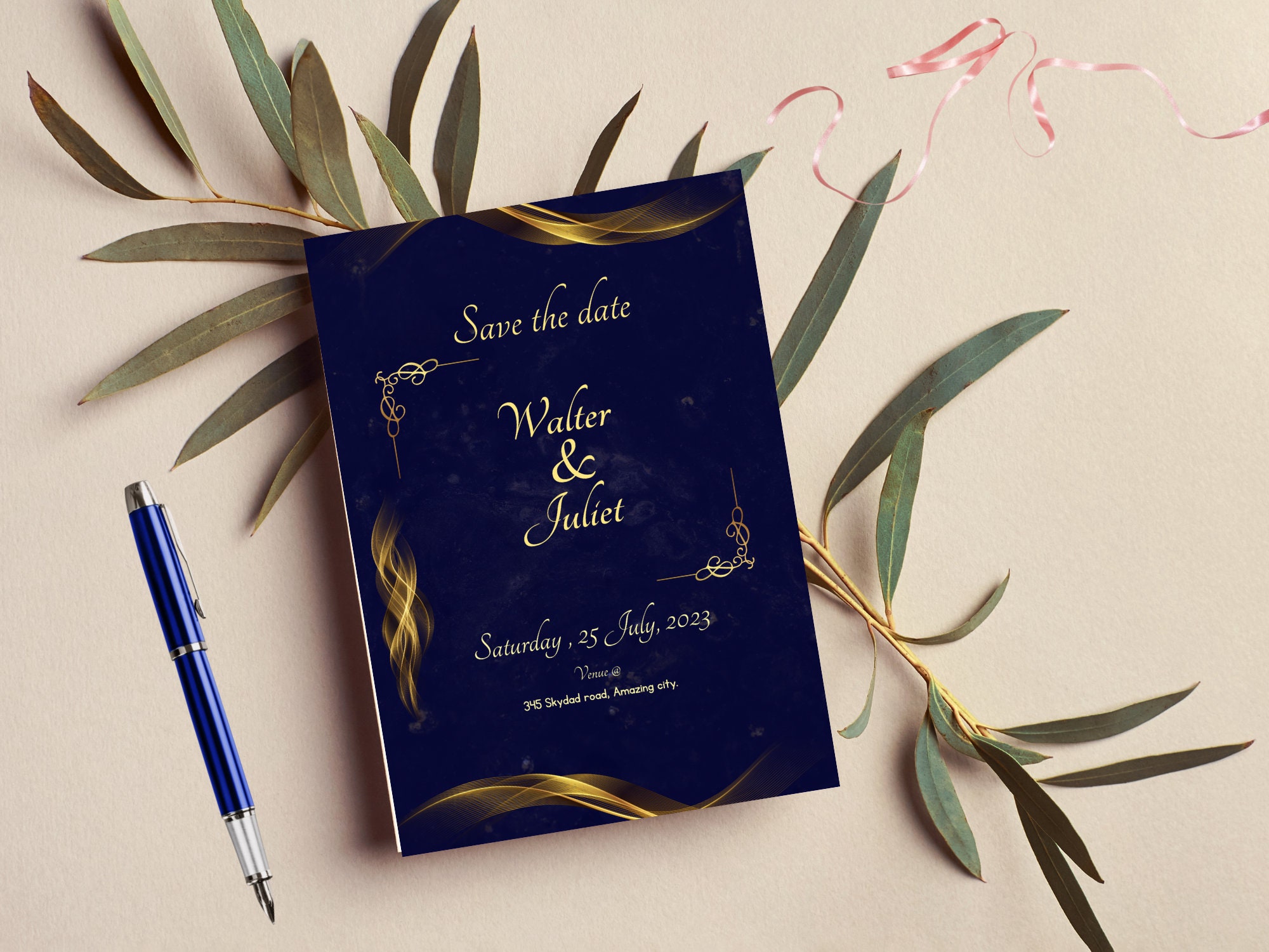 Wedding Invitation Card // Printable Invitation Card // Downloadable ...
