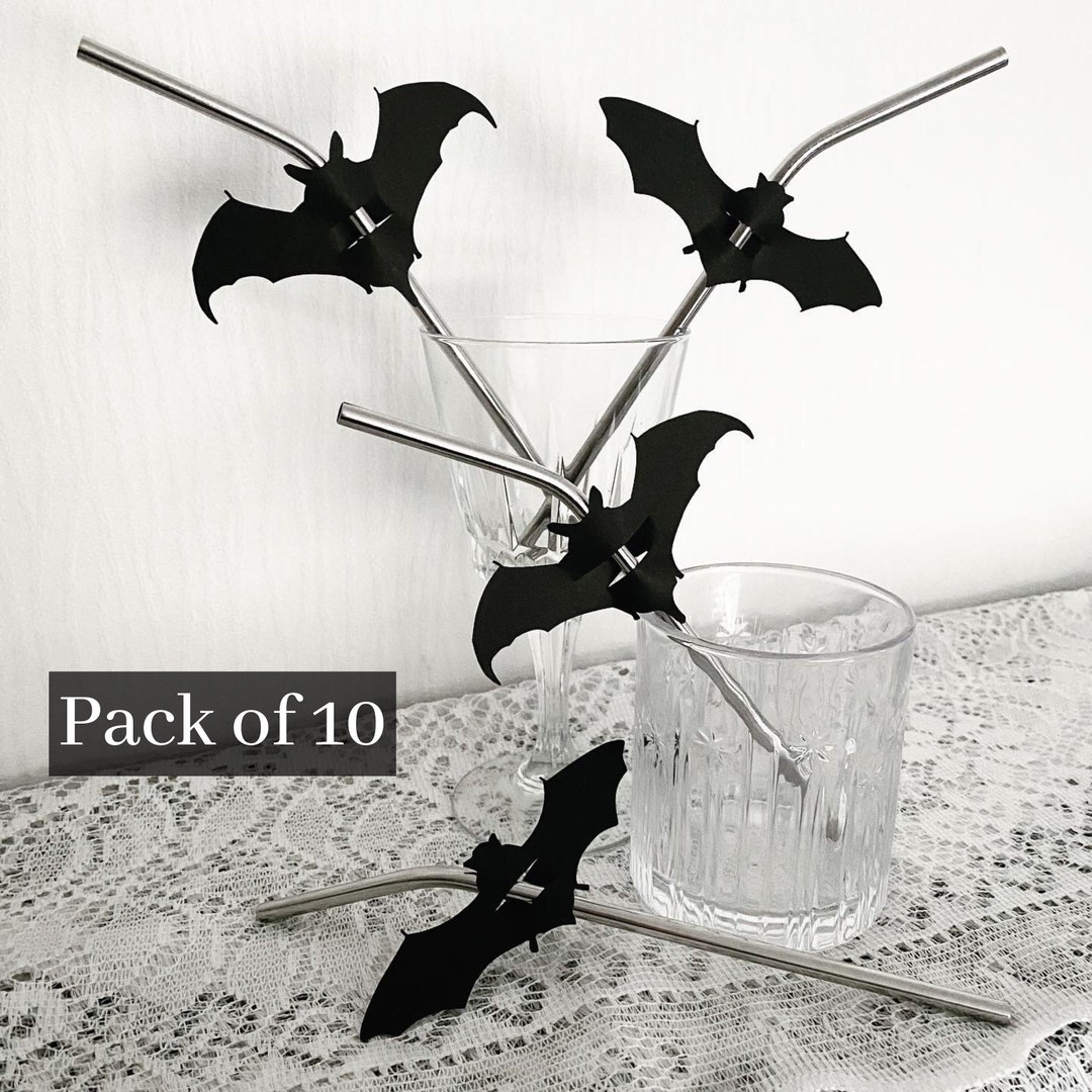 TEN PACK Bat Straws Gothic Home & Decor Halloween Party - Etsy