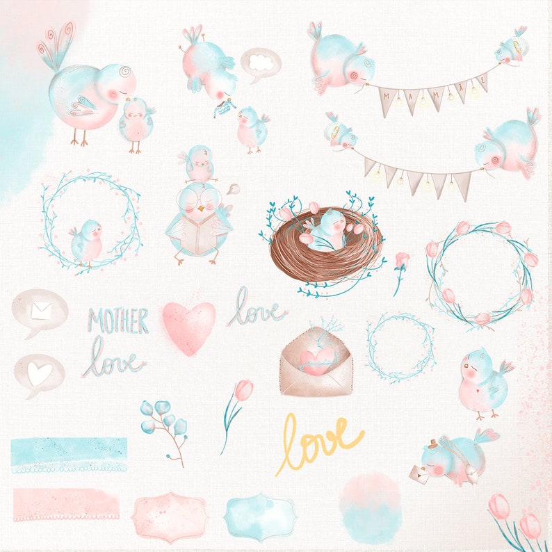 Mother's Day Watercolor Clipart Set - Etsy