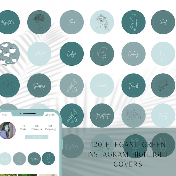 Instagram Highlight Green Cream - Etsy