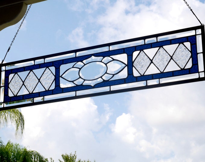 Stained Glass Transom, Hanging Panel, Victorian Style, Tudor Inspired ...