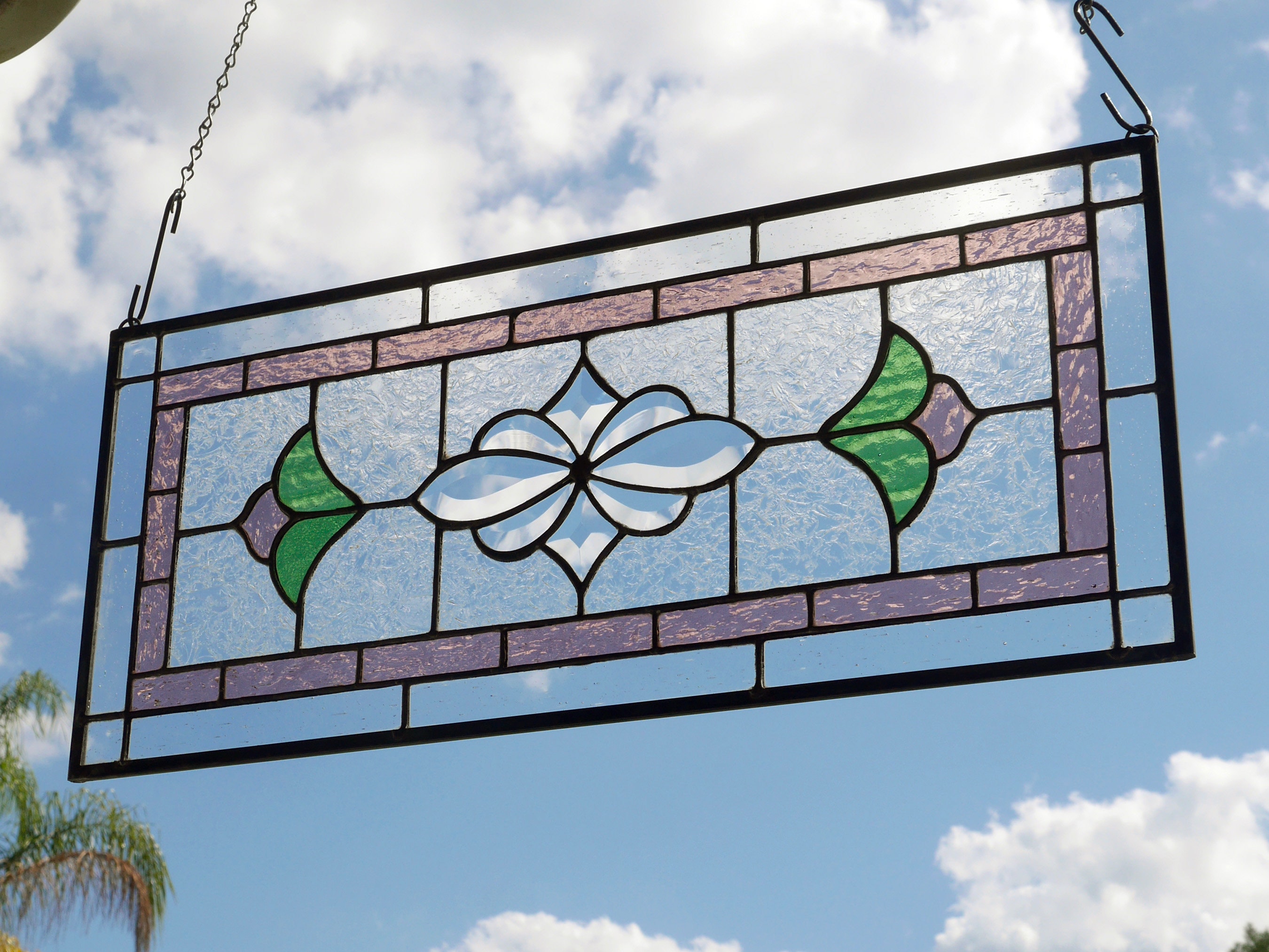 Stained Glass Transom Window Stain Glass Panel Beveled - Etsy