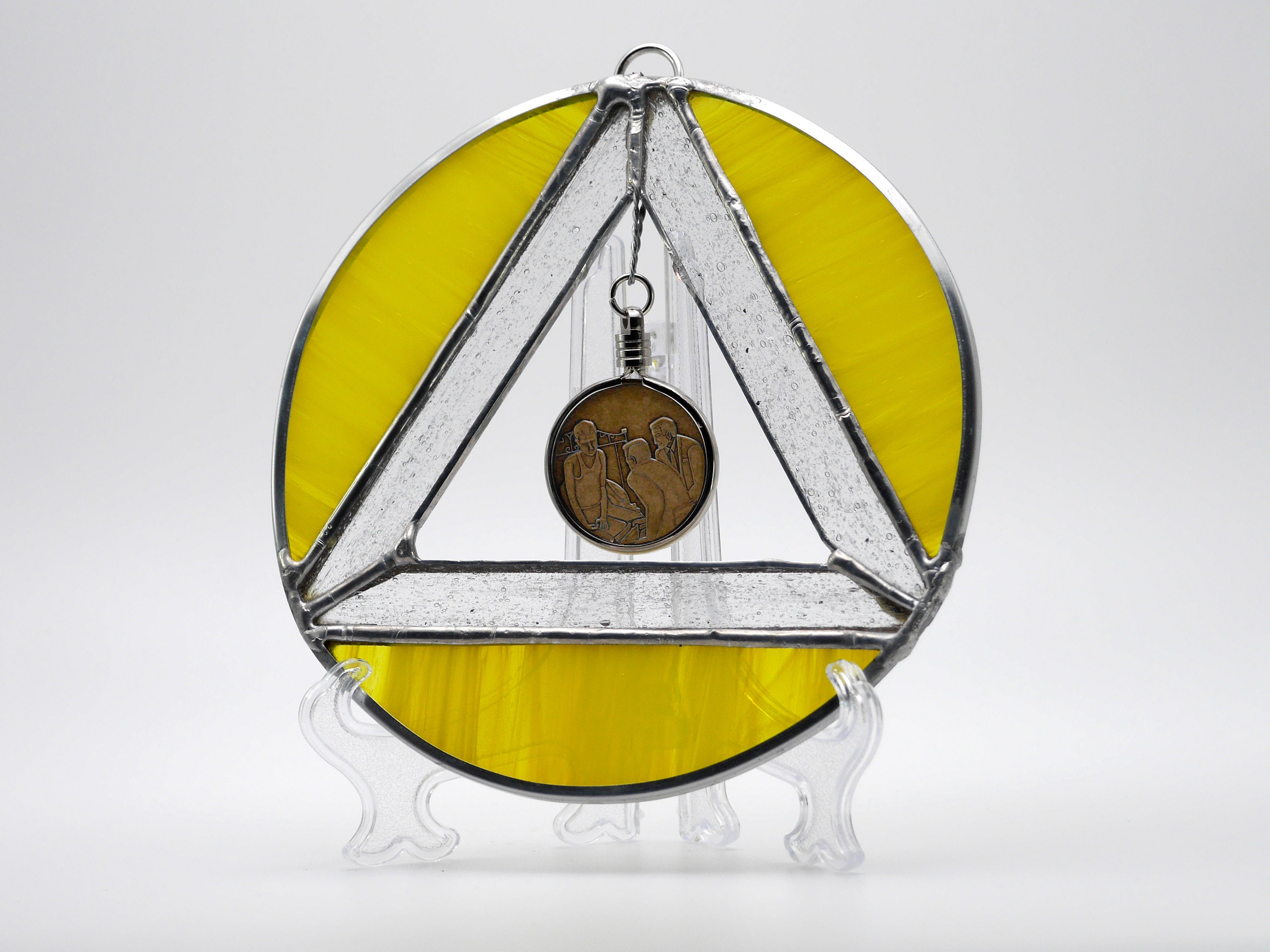 AA Recovery Stained Glass Suncatcher: Anniversary Coin Holder, Serenity ...