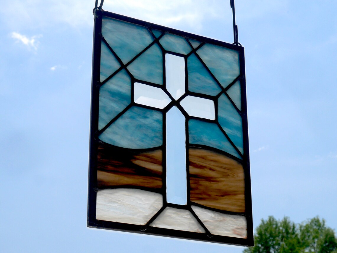 Stained Glass Cross Stain Glass Cross Religious Bevel Glass - Etsy