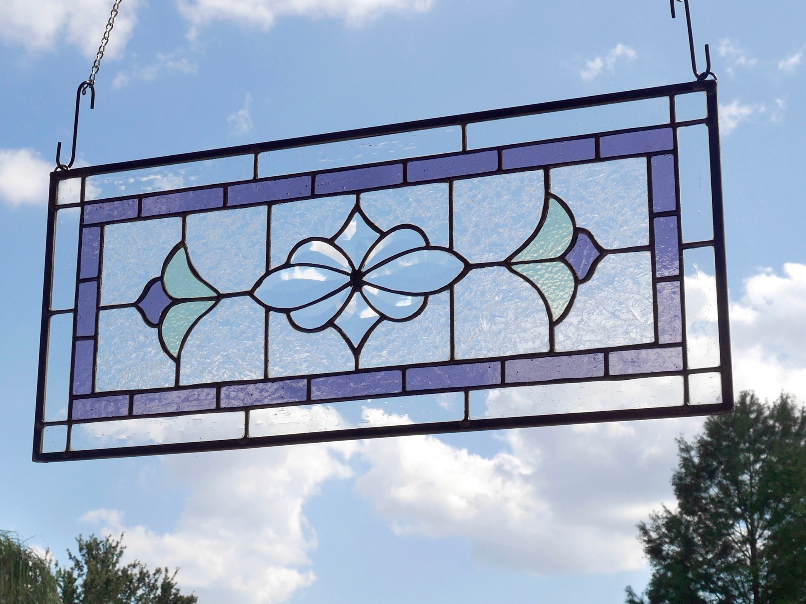 Stained Glass Transom Window Stain Glass Panel Beveled - Etsy