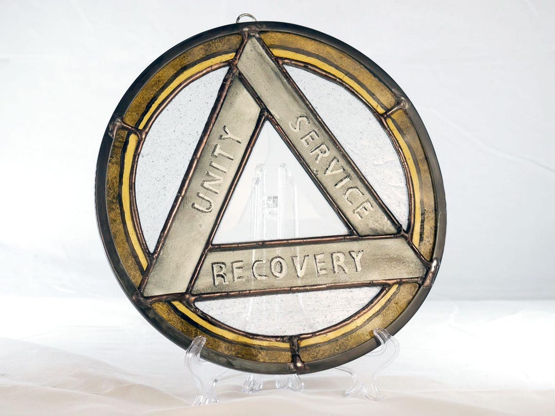 Stained Glass AA Recovery Symbol Panel: Amber & Beveled Glass - Etsy