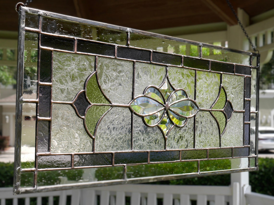 Stained Glass Transom Window Stain Glass Panel Beveled - Etsy