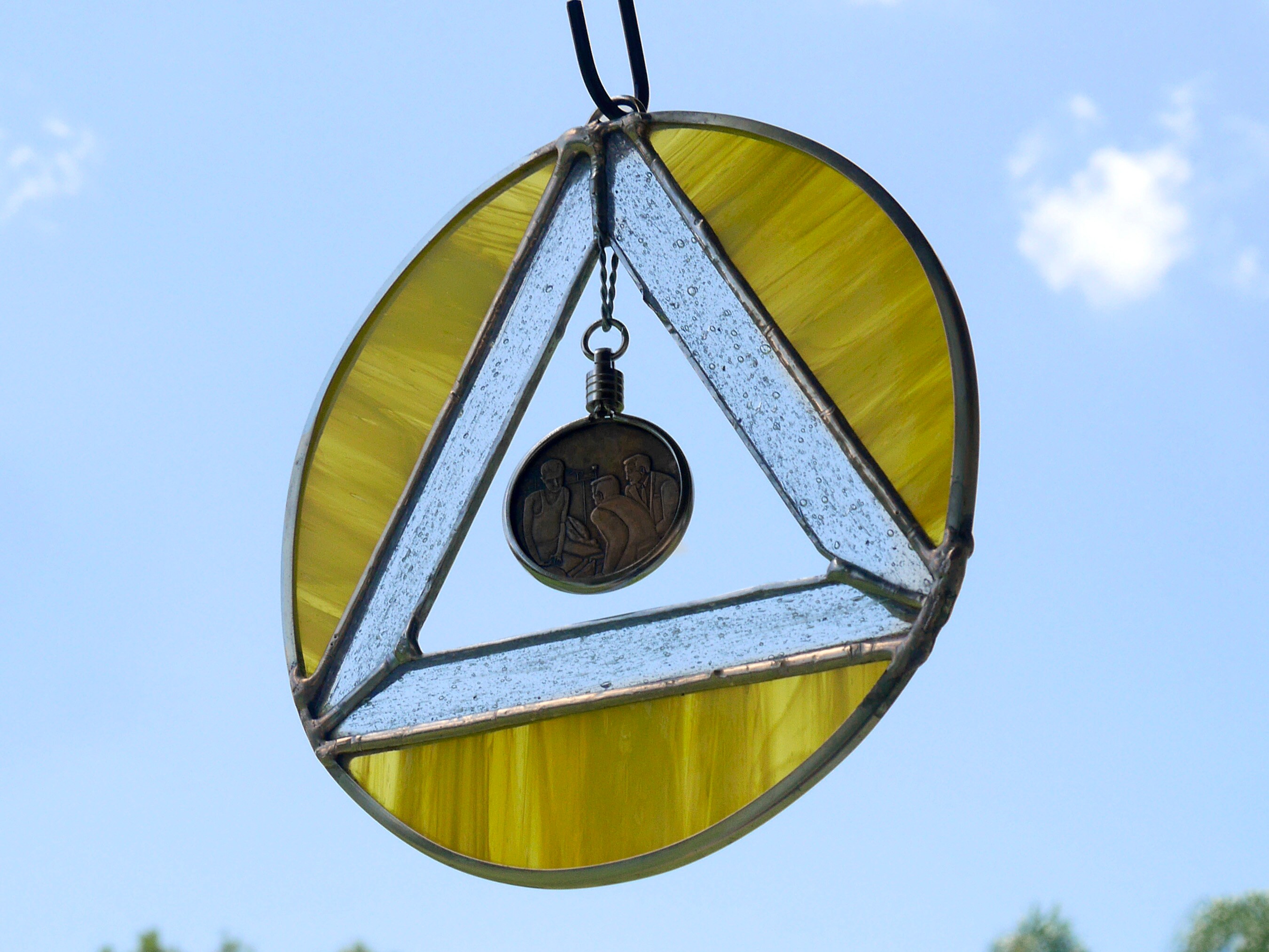AA Recovery Stained Glass Suncatcher: Anniversary Coin Holder, Serenity ...