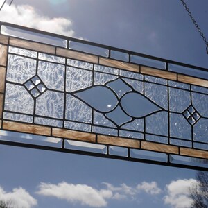 Stained Glass, Transom Window, Hanging Panel, Cream, Bevel Glass ...