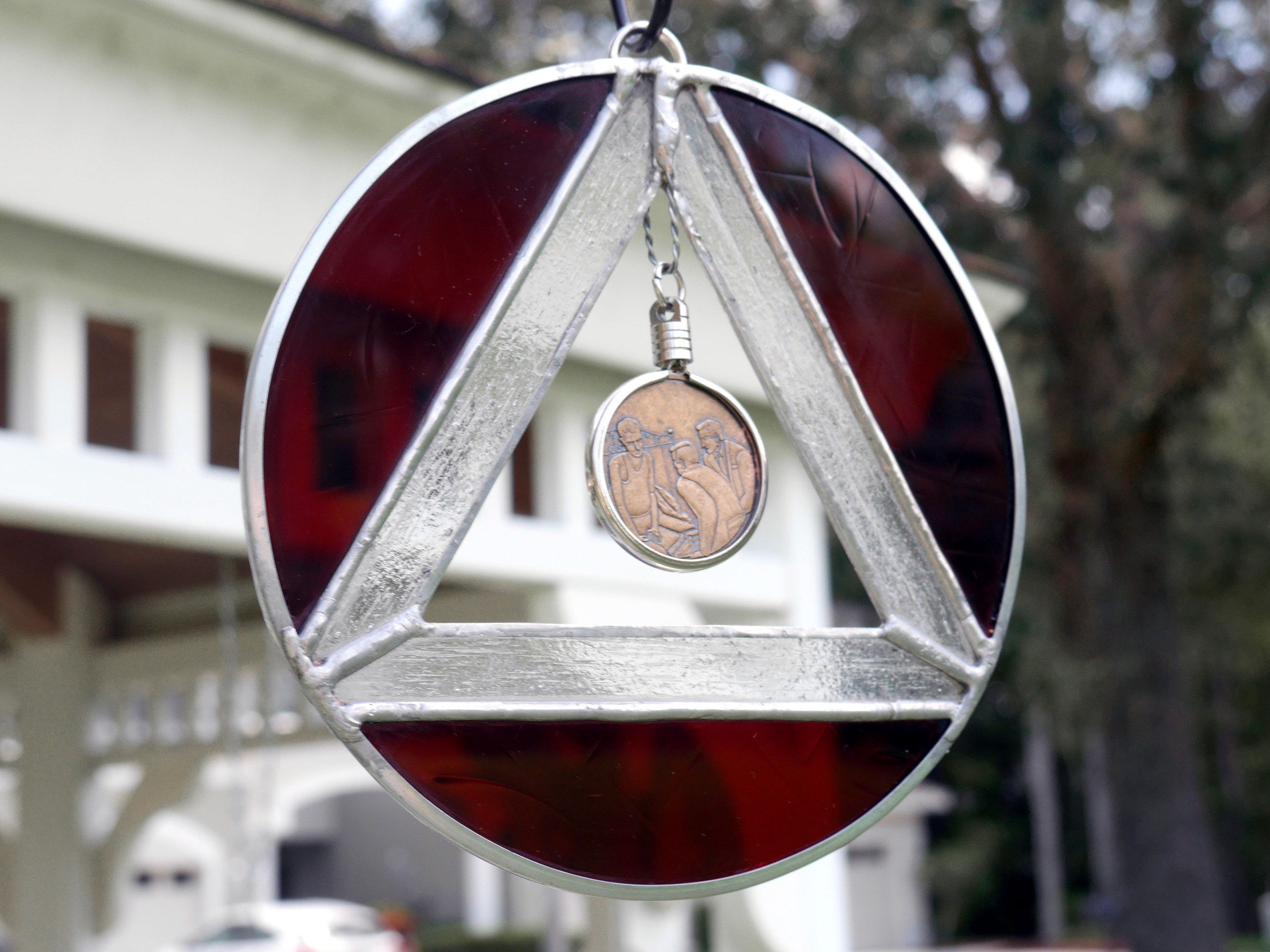 AA Recovery Symbol Stained Glass Alcoholic Anonymous Coin - Etsy