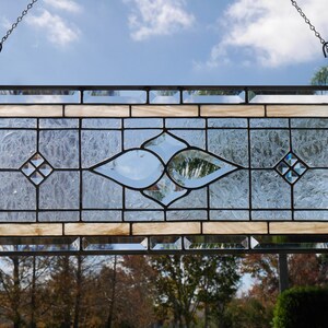 Stained Glass, Transom Window, Hanging Panel, Cream, Bevel Glass ...