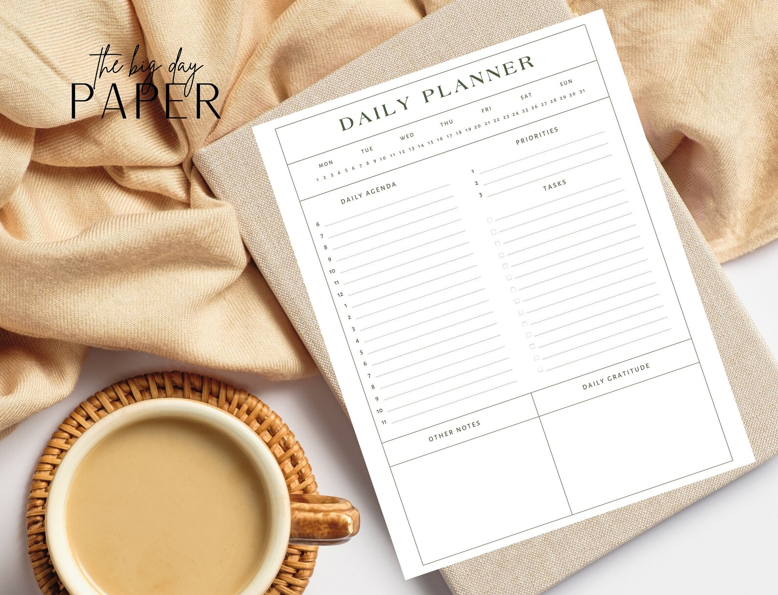 Minimal BOHO Daily Planner | Modern Black and White | Downloadable ...