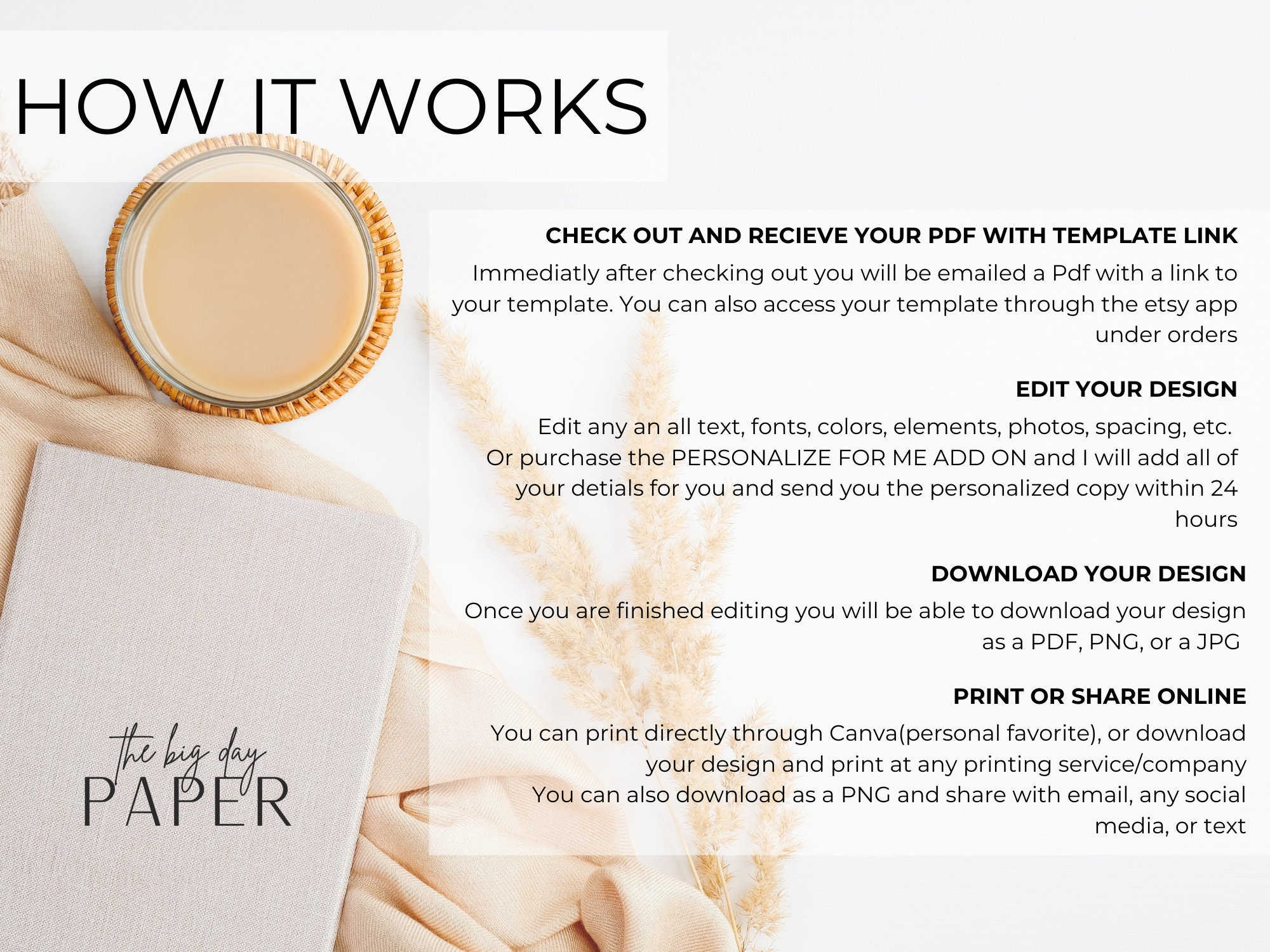 Minimal BOHO Daily Planner | Modern Black and White | Downloadable ...