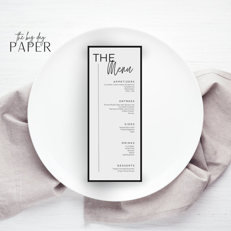 Personalized Menu Cards - Etsy