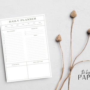 Minimal BOHO Daily Planner | Modern Black and White | Downloadable ...