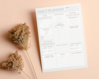 Minimal BOHO Daily Planner | Modern Black and White | Downloadable ...