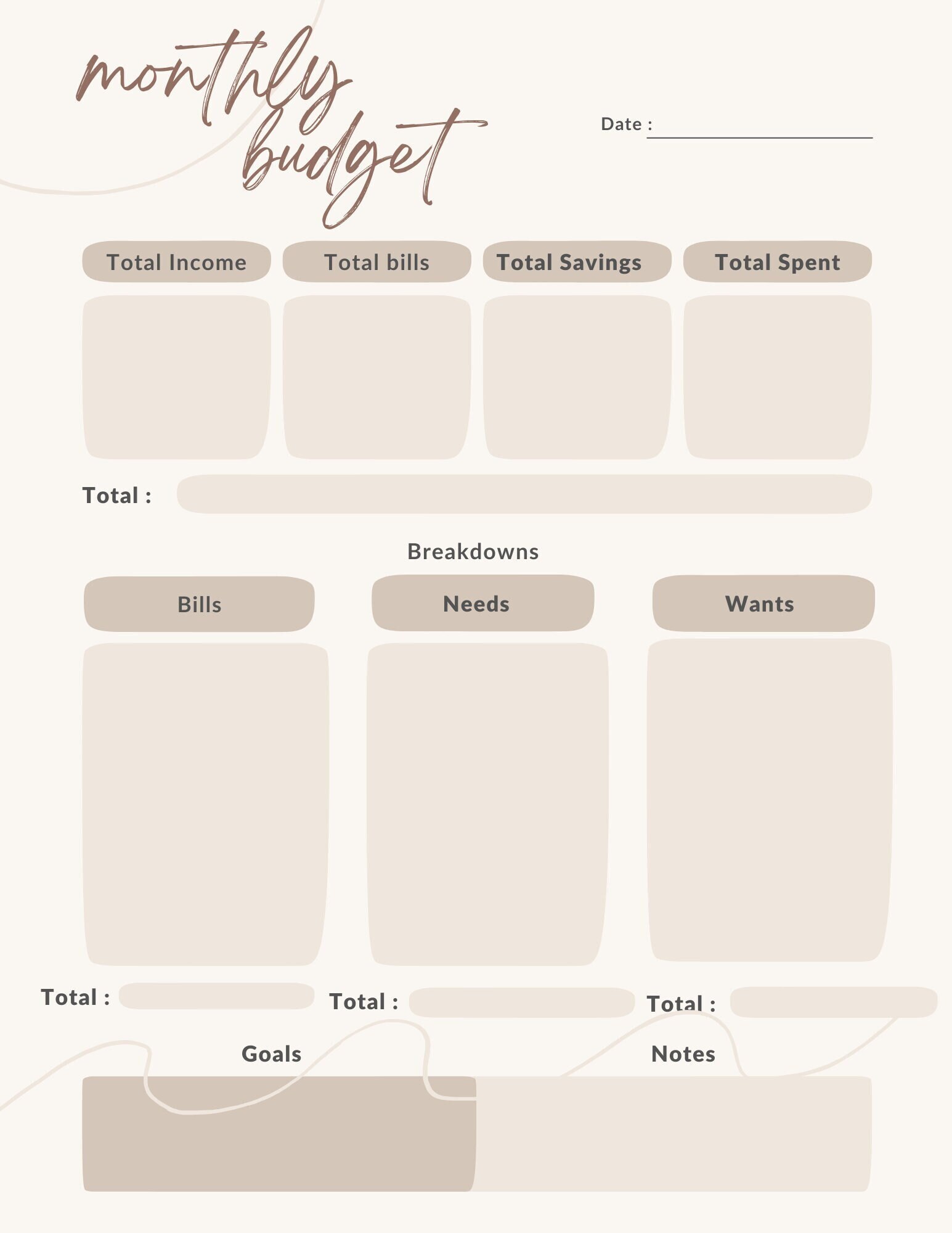 Monthly Budget Planner - Instant Download/ Budget Focusing Sheet - Etsy